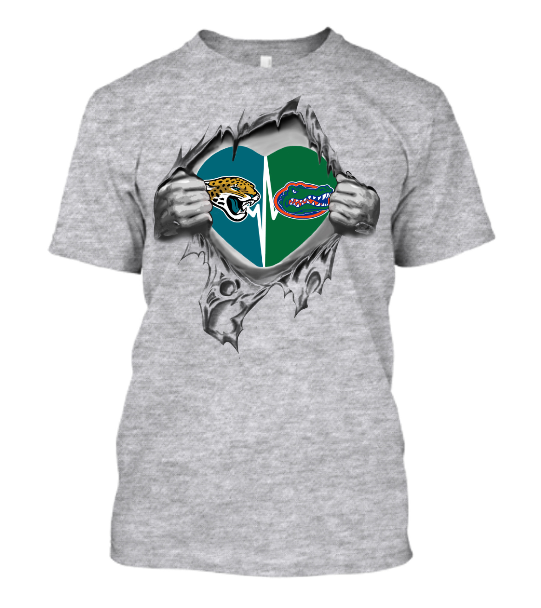 Jaguars Gators Heart Ripped Open T-Shirt