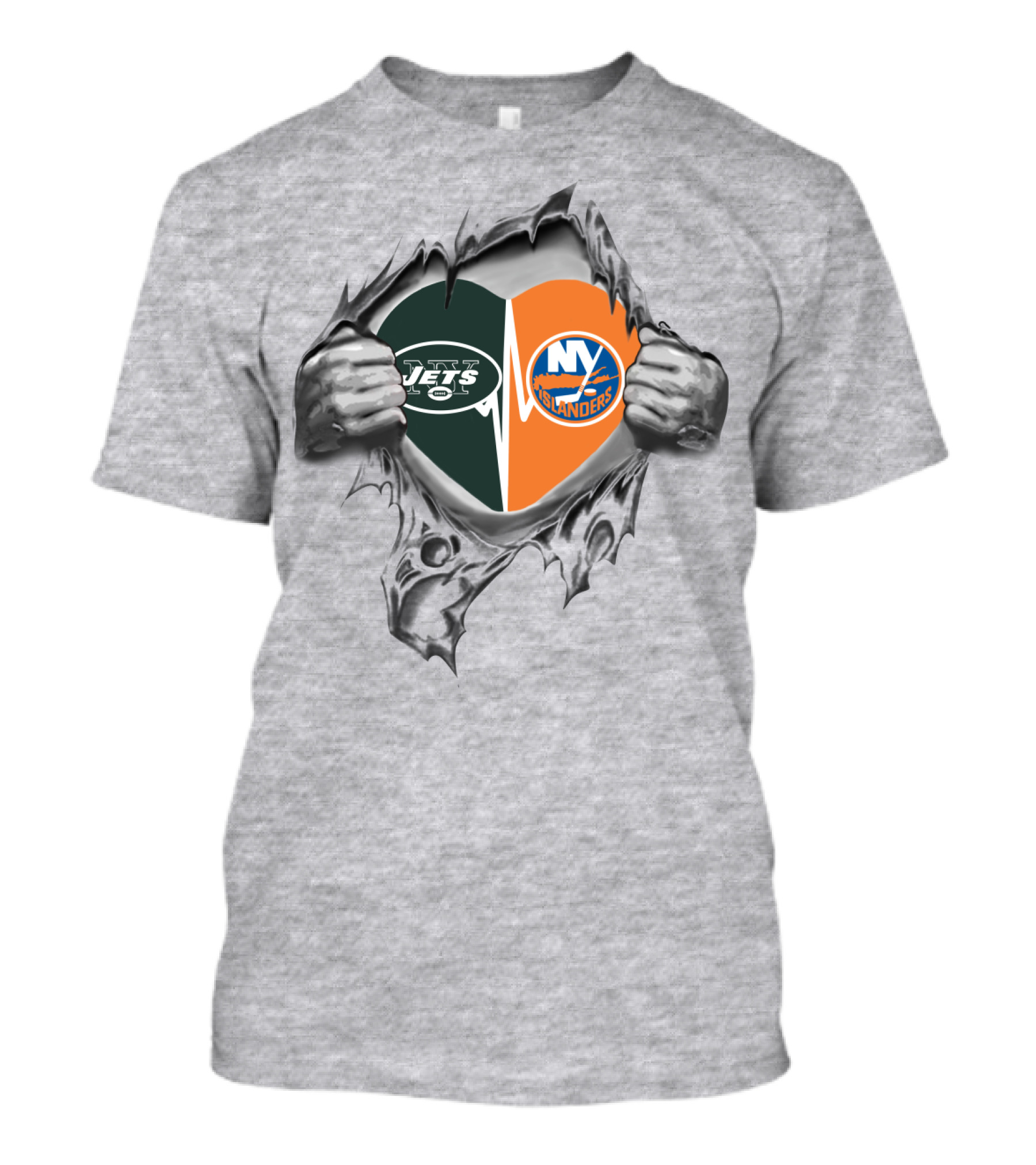 New York Jets And Islanders Fans Heart Ny Sports Passion T-Shirt