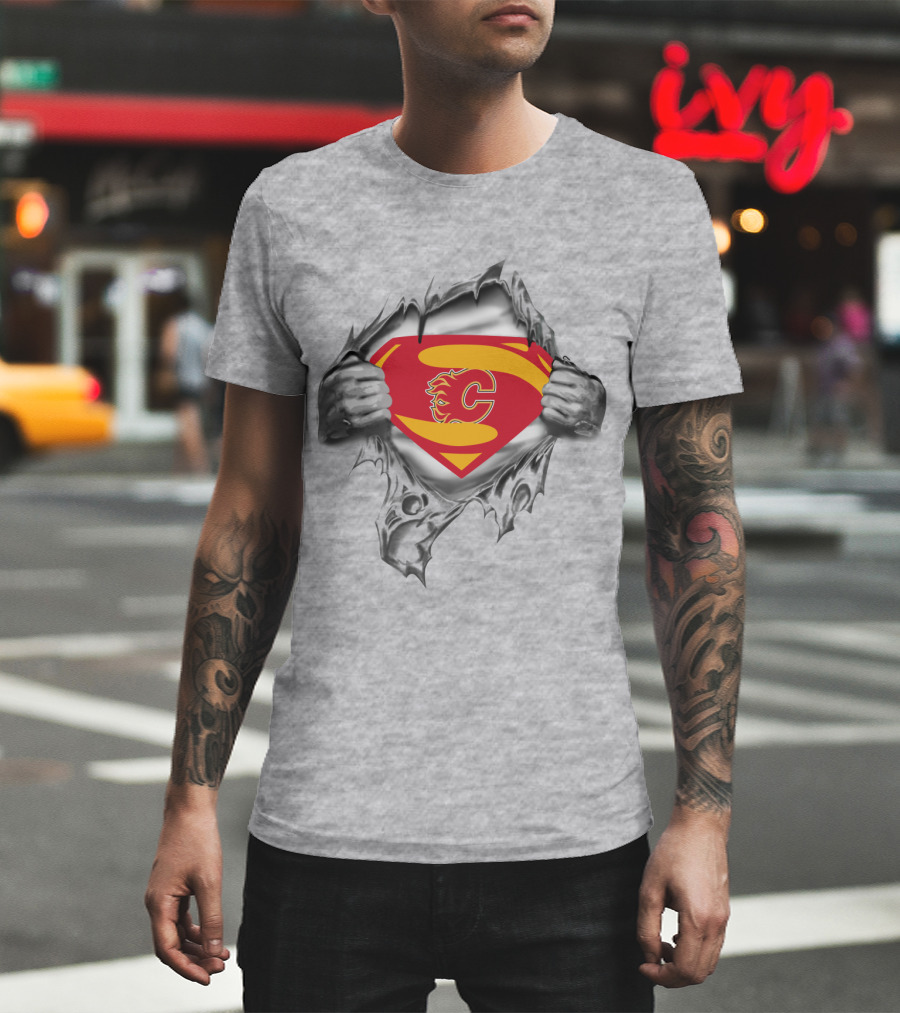 Calgary Flames Superman Logo Mashup T-Shirt