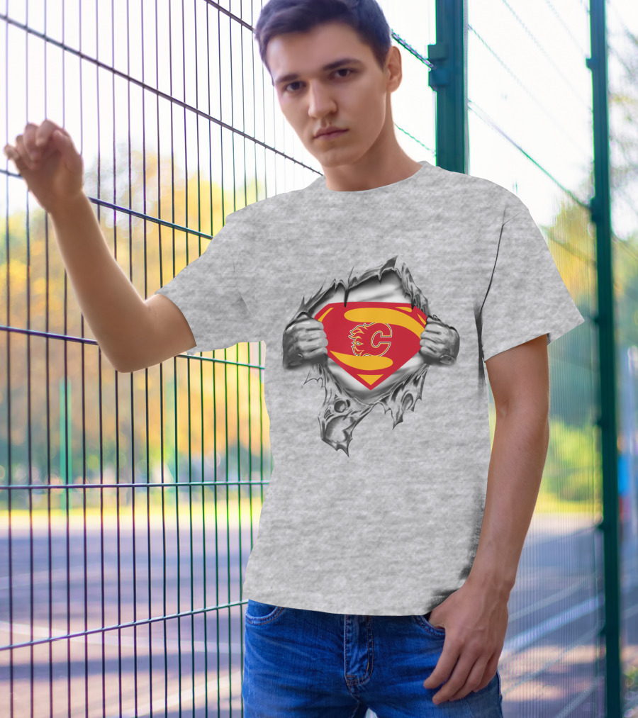Calgary Flames Superman Logo Mashup T-Shirt