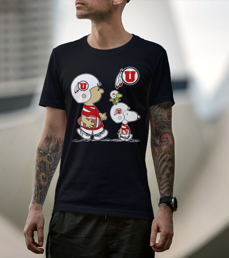 Utah Utes Football Snoopy And Woodstock Team Helmets T-Shirt