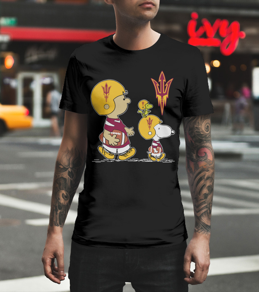 Arizona State Peanuts Football Trio Helmet T-Shirt