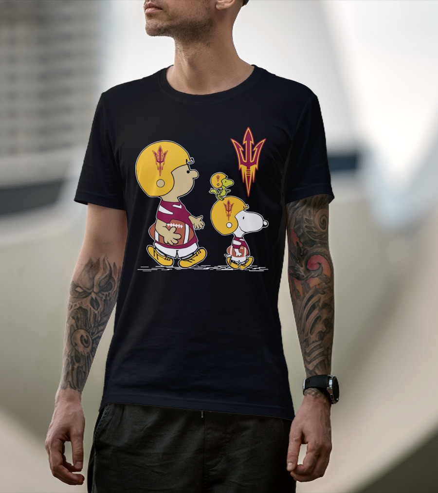 Arizona State Peanuts Football Trio Helmet T-Shirt