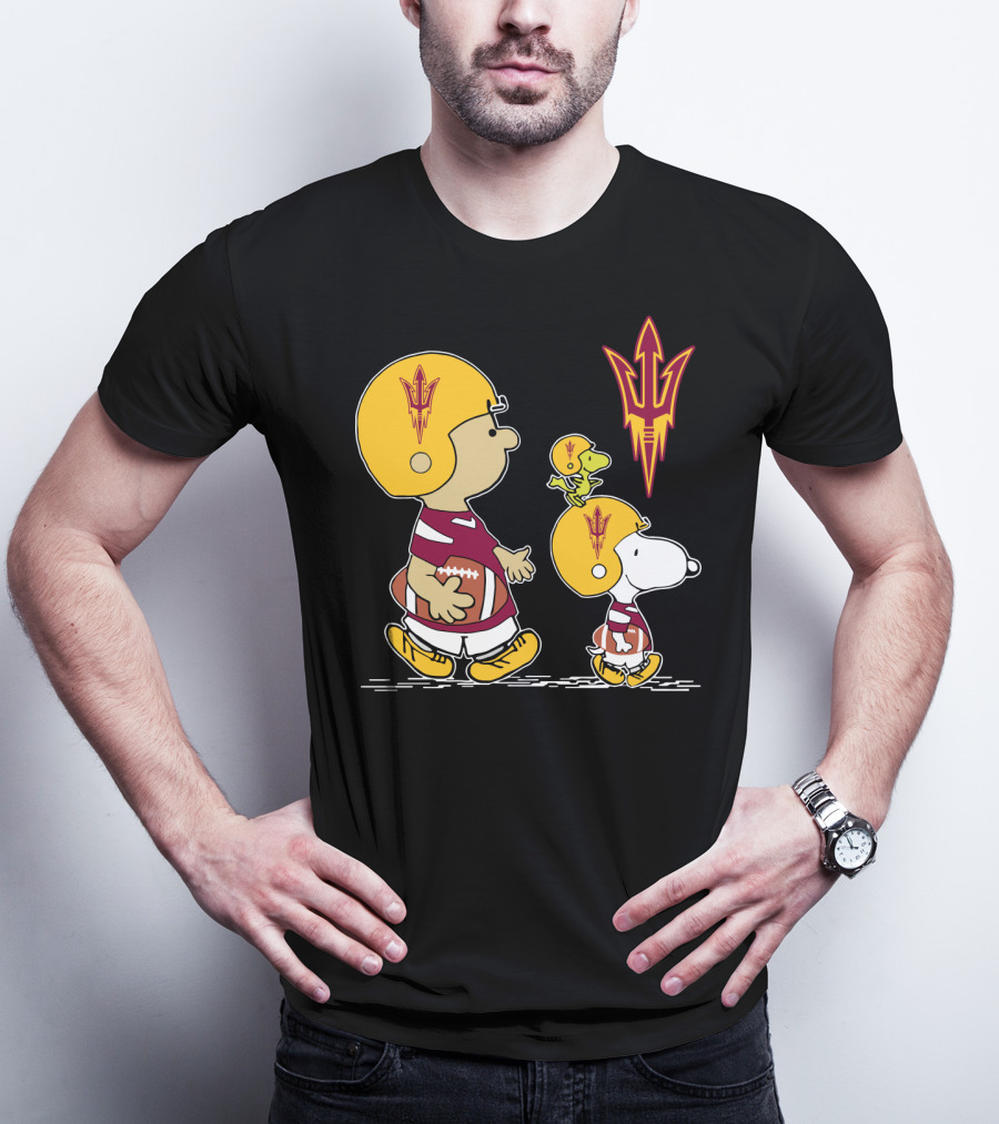 Arizona State Peanuts Football Trio Helmet T-Shirt