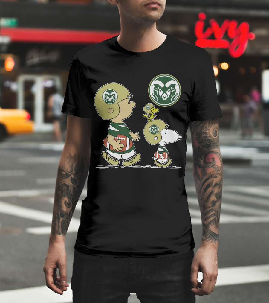 Colorado State Rams Snoopy And Woodstock Football Helmets T-Shirt