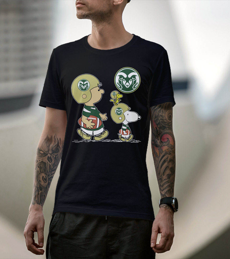 Colorado State Rams Snoopy And Woodstock Football Helmets T-Shirt