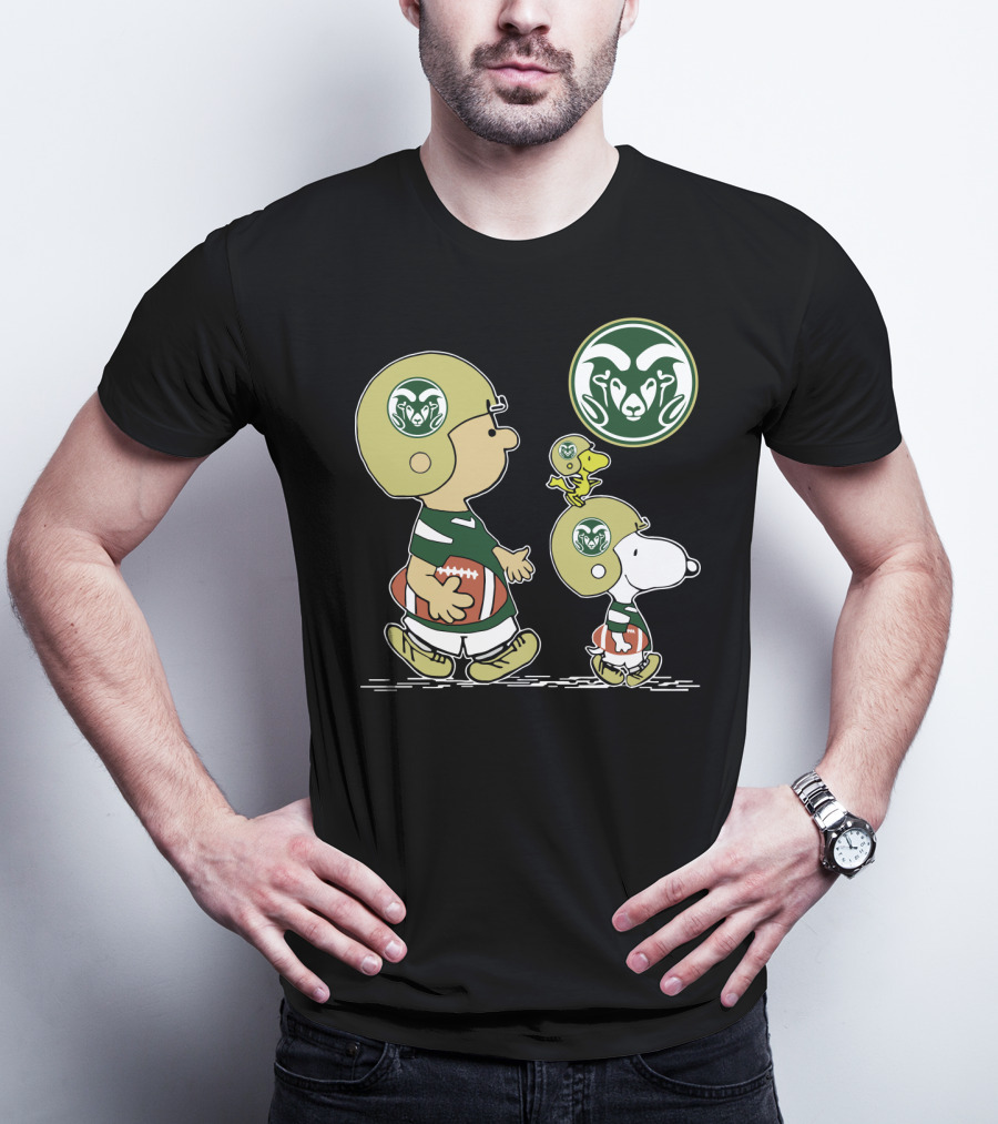 Colorado State Rams Snoopy And Woodstock Football Helmets T-Shirt