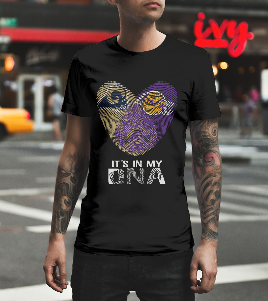 Rams Lakers It's In My Dna Fingerprint Heart T-Shirt