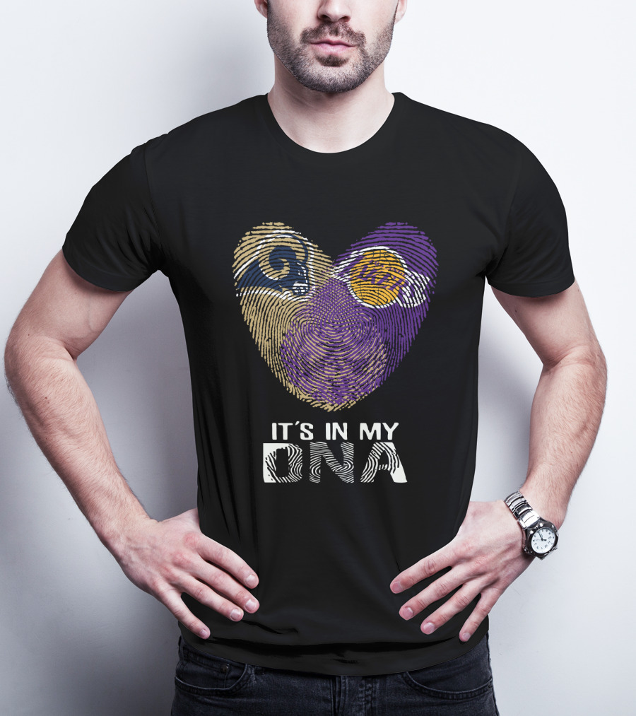 Rams Lakers It's In My Dna Fingerprint Heart T-Shirt
