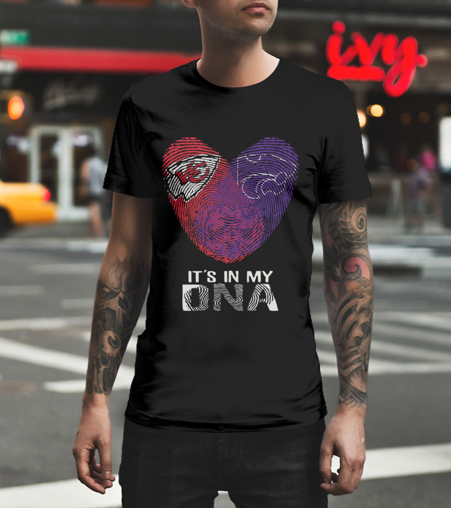 Chiefs Kansas State It's In My DNA Heart Fingerprint T-Shirt