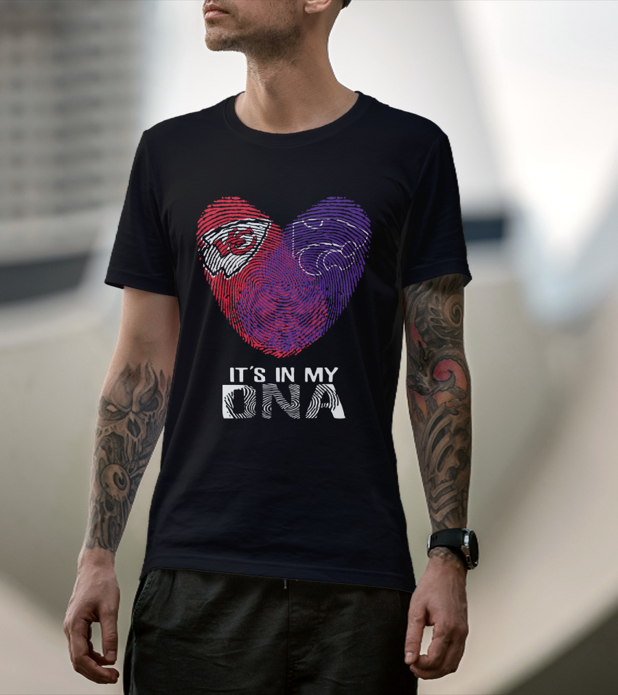 Chiefs Kansas State It's In My DNA Heart Fingerprint T-Shirt
