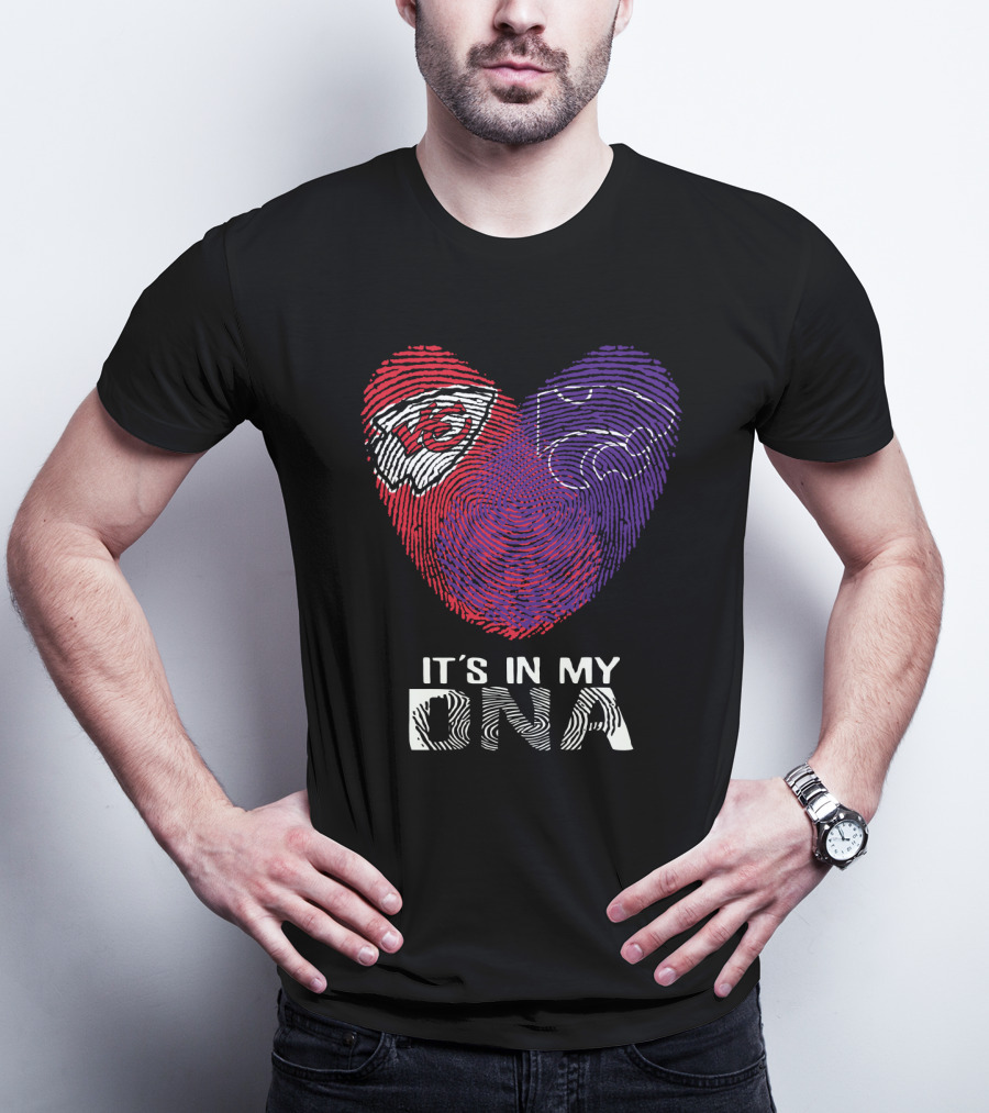 Chiefs Kansas State It's In My DNA Heart Fingerprint T-Shirt