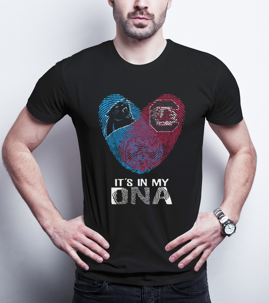 Panthers Gamecock It's In My DNA Fingerprint Heart T-Shirt