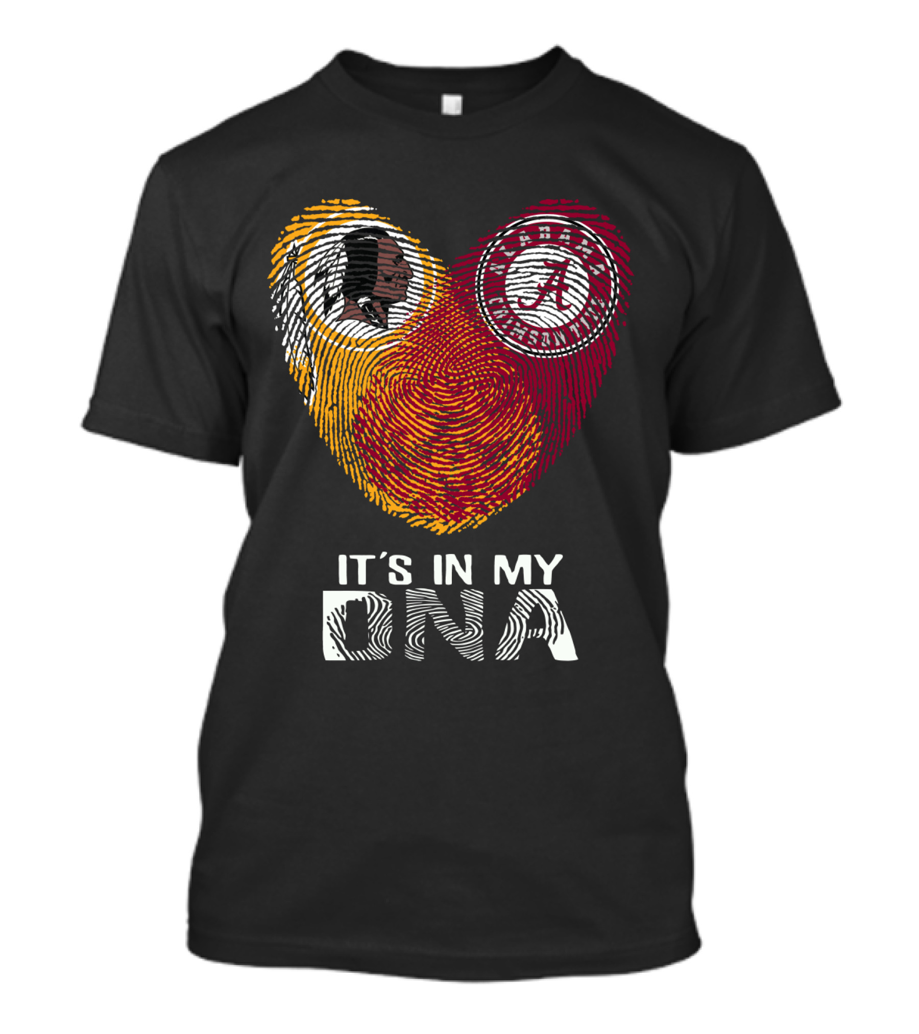 Redskins Crimson Tide It's In My Dna Fingerprint Heart T-Shirt
