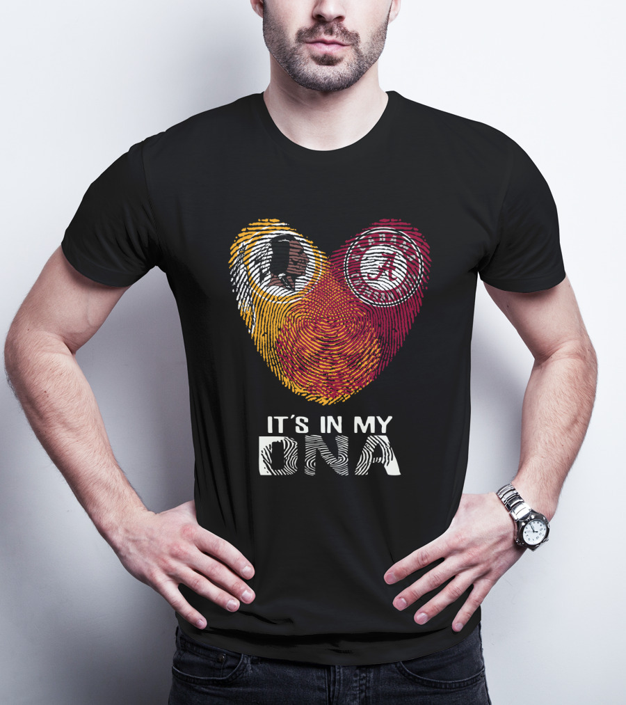 Redskins Crimson Tide It's In My Dna Fingerprint Heart T-Shirt