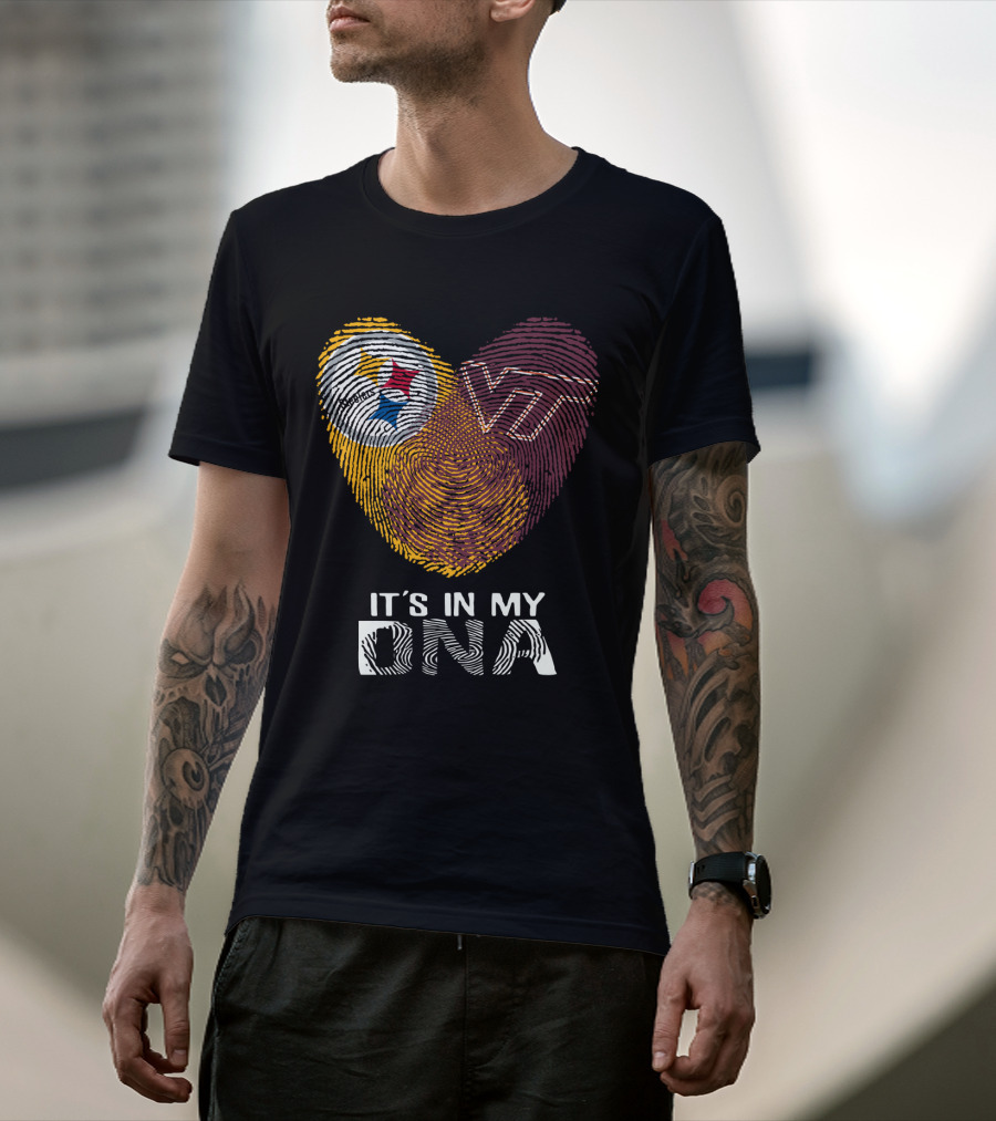 Steelers VT It's In My DNA Fingerprint Heart T-Shirt