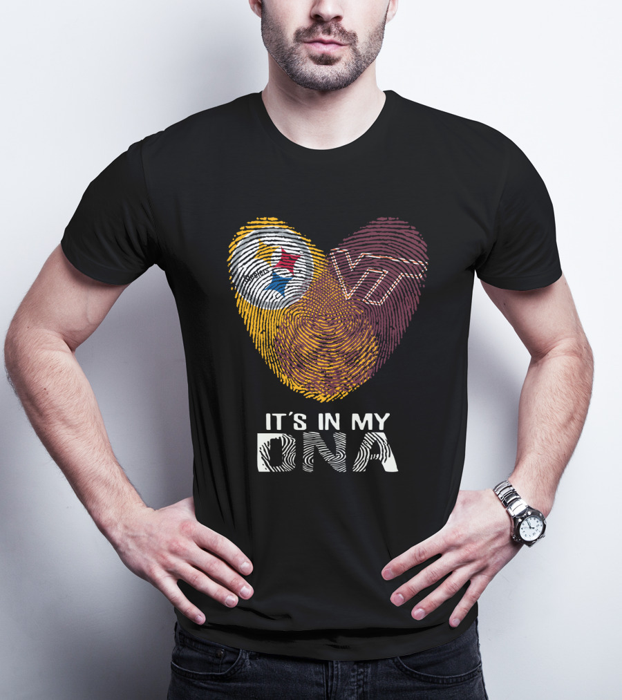 Steelers VT It's In My DNA Fingerprint Heart T-Shirt