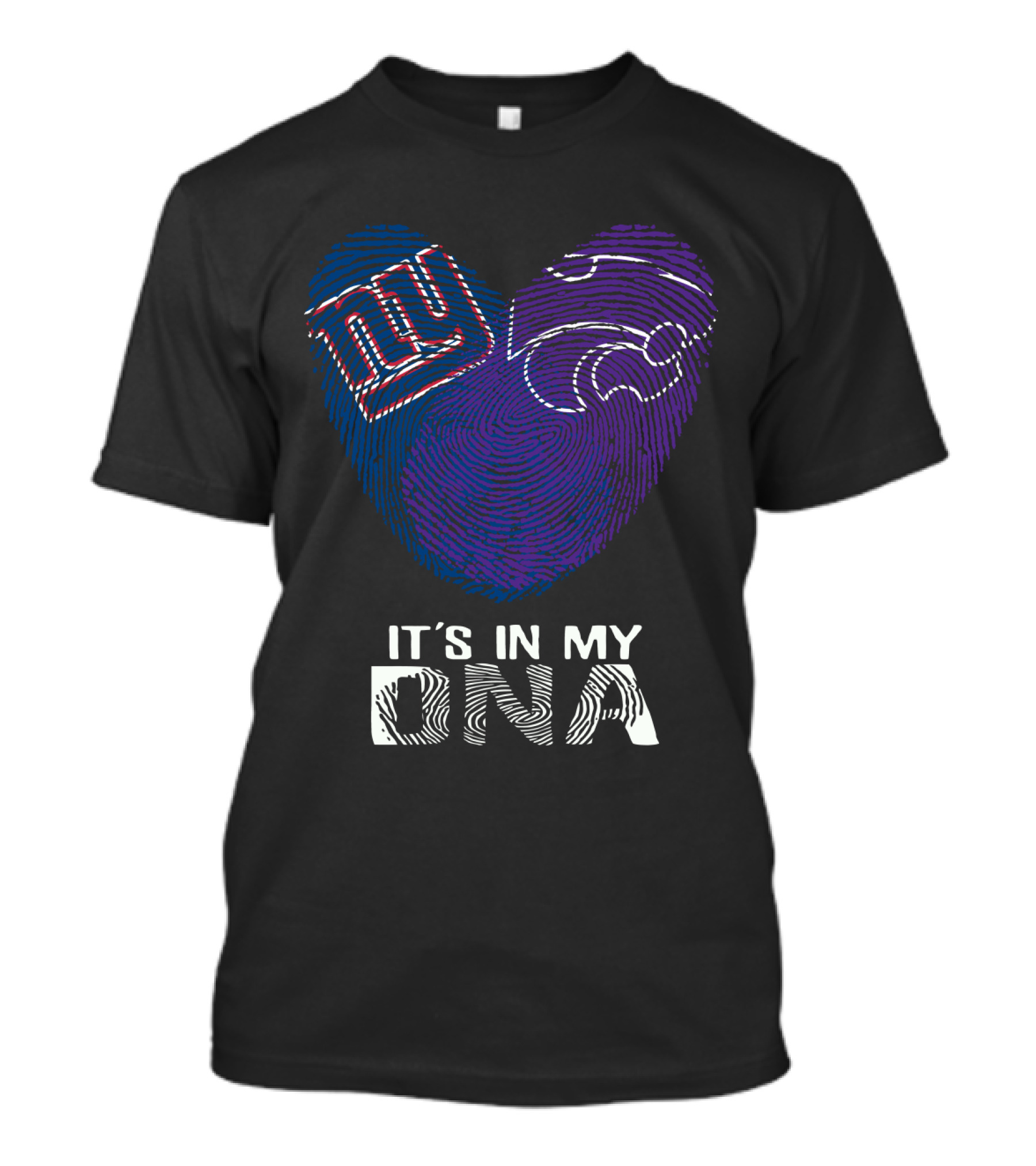 Giants Kansas St It's In My DNA Fingerprint Heart T-Shirt