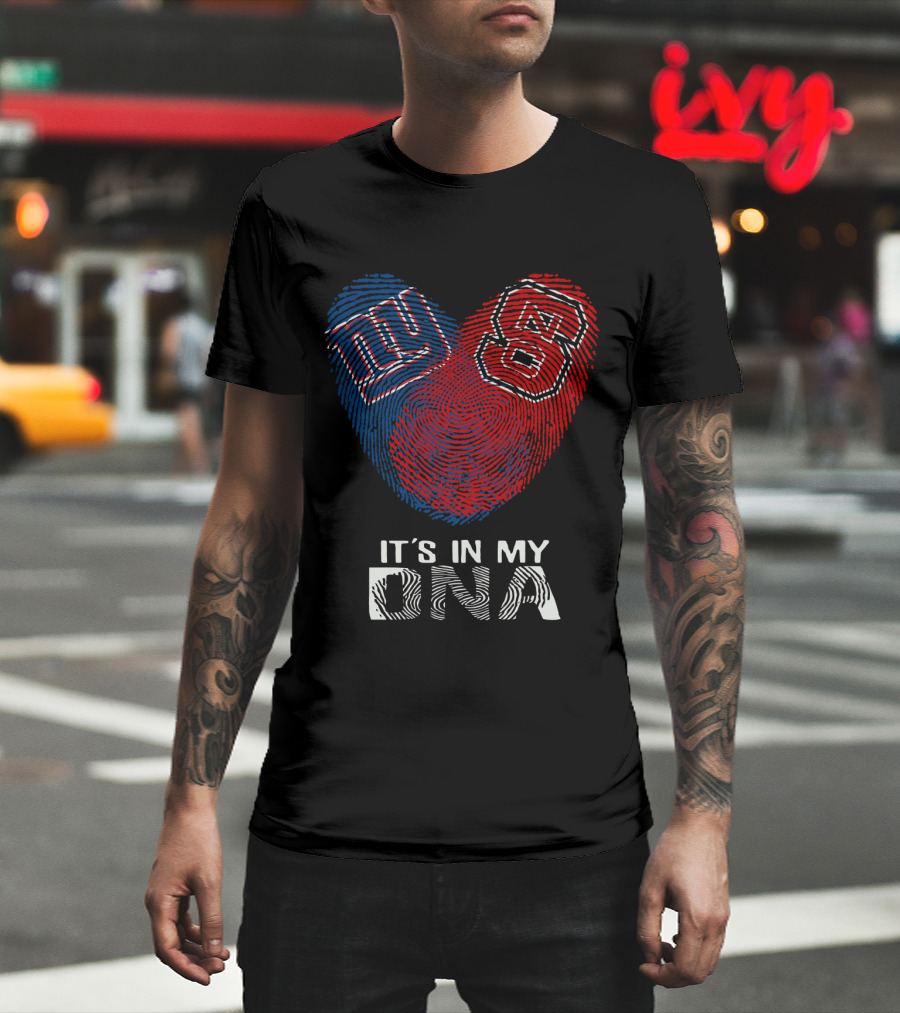 Giants NC State It's In My DNA Fingerprint Heart T-Shirt