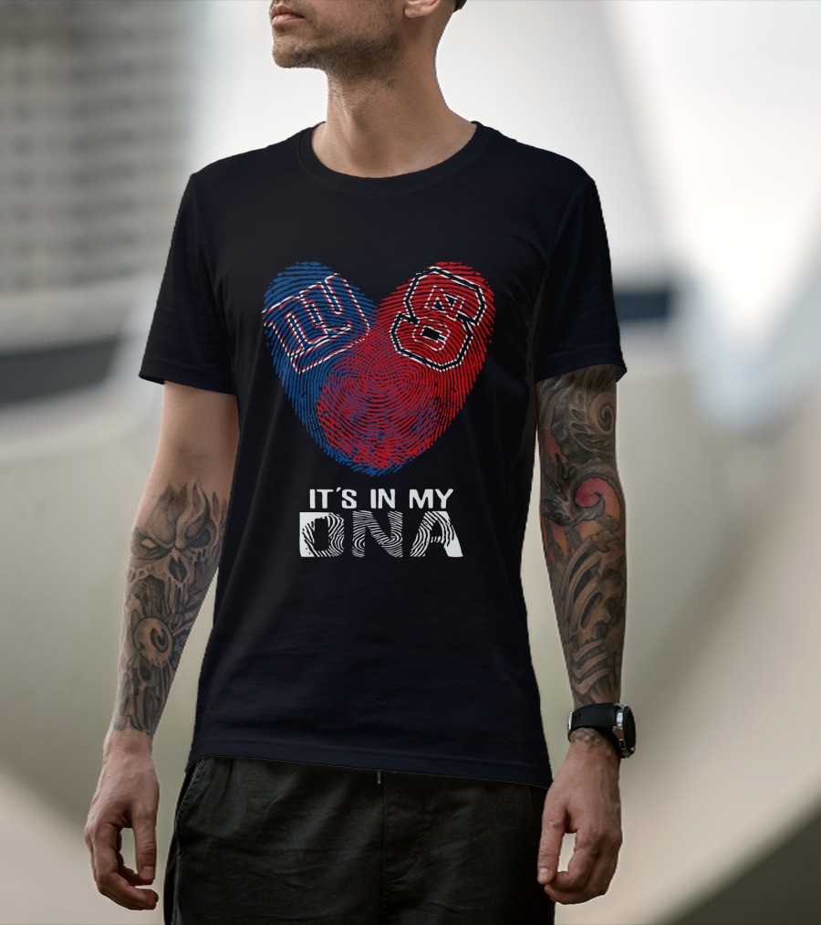Giants NC State It's In My DNA Fingerprint Heart T-Shirt
