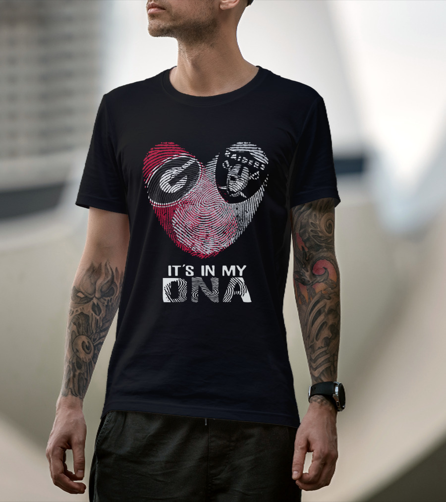 Raiders Bulldogs It's In My DNA Fingerprint Heart T-Shirt