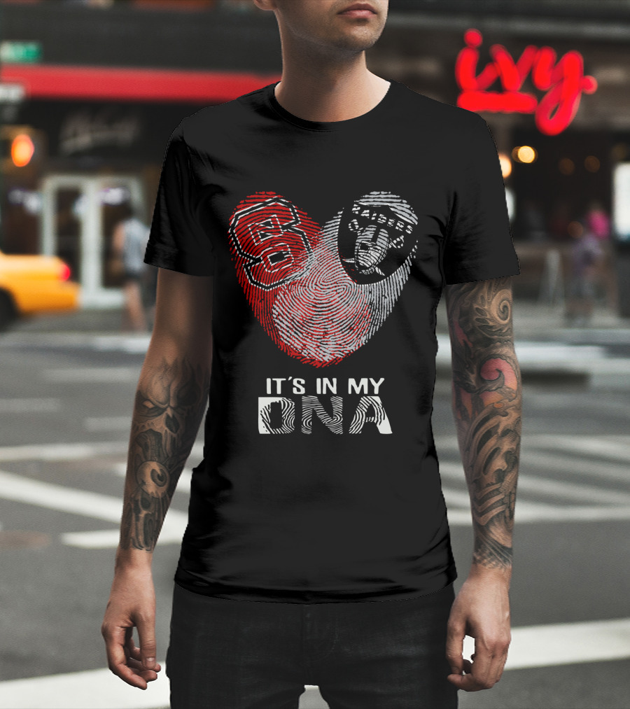 Raiders NC State It's In My DNA Fingerprint Heart T-Shirt
