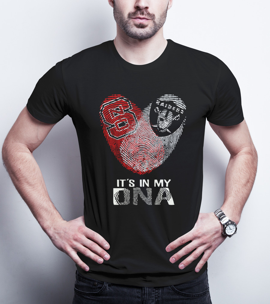 Raiders NC State It's In My DNA Fingerprint Heart T-Shirt