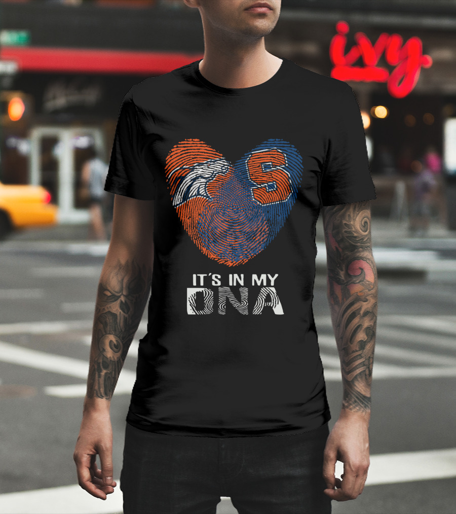 Broncos Syracuse Fingerprint Heart It's In My DNA T-Shirt