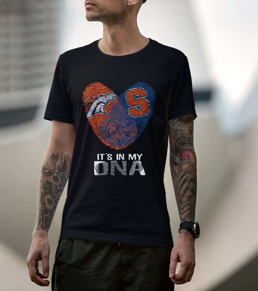 Broncos Syracuse Fingerprint Heart It's In My DNA T-Shirt