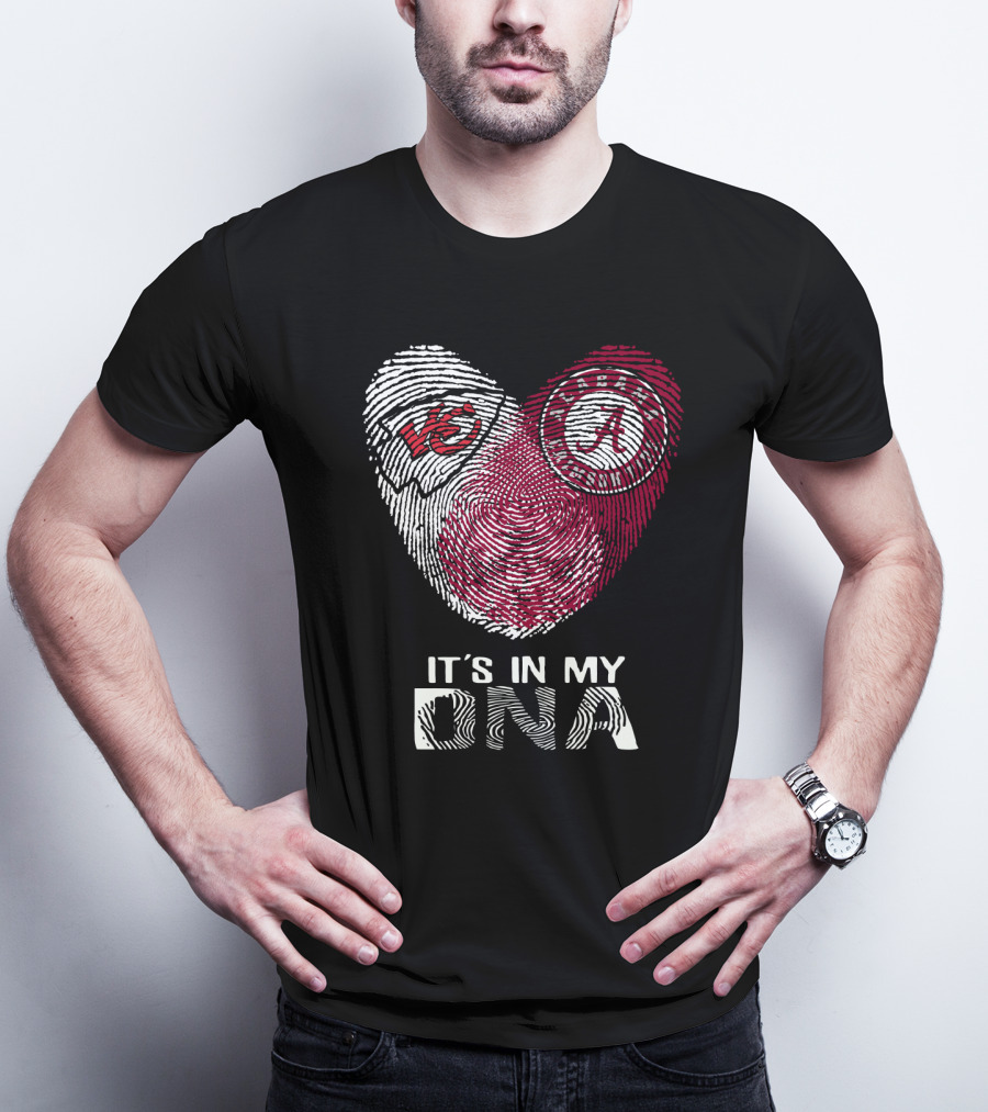 Chiefs Alabama It's In My DNA Fingerprint Kansas City Crimson Tide Heart T-Shirt