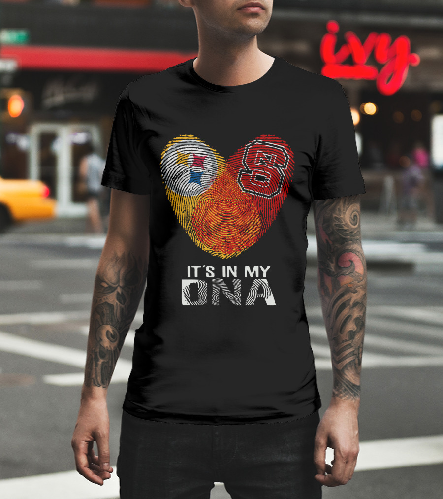 Steelers NC St It's In My DNA Fingerprint Heart T-Shirt