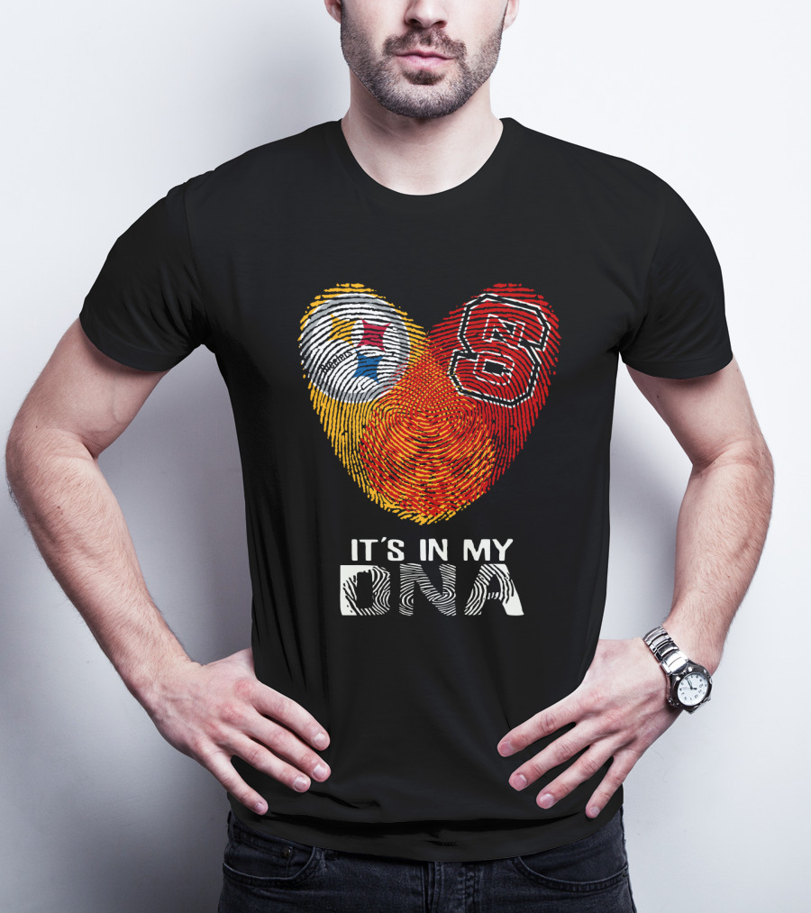 Steelers NC St It's In My DNA Fingerprint Heart T-Shirt