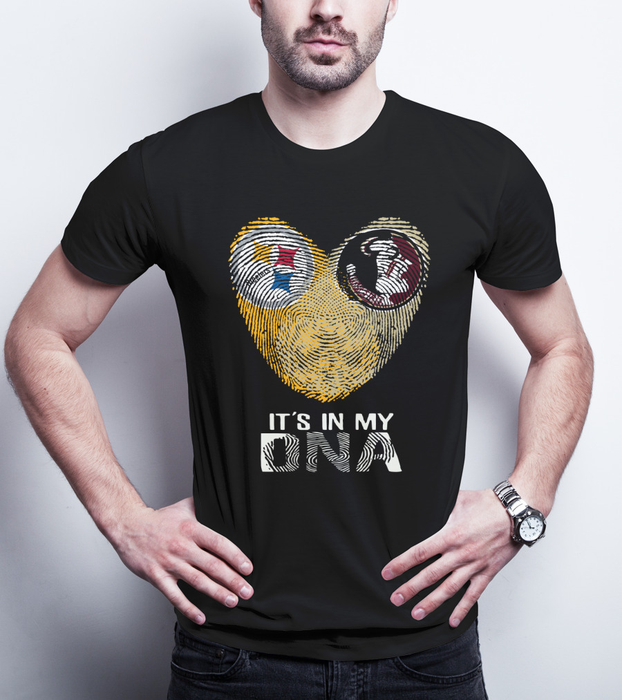 Steelers Seminoles It's In My DNA Fingerprint Heart T-Shirt