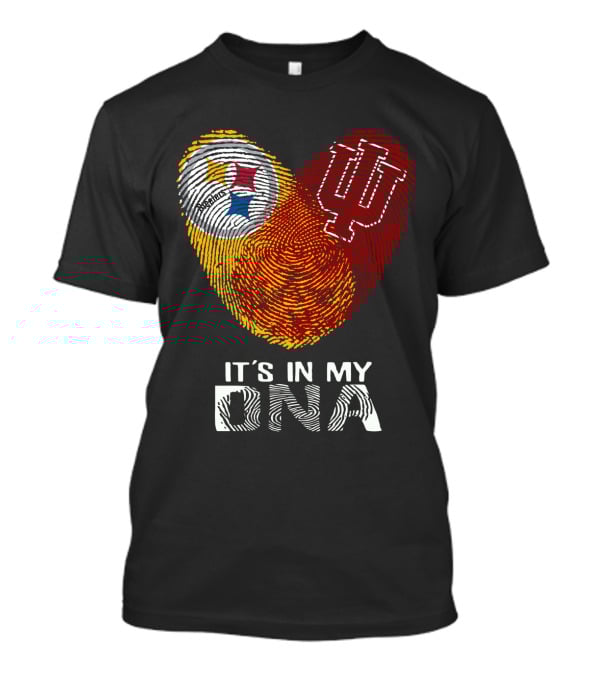Steelers Indiana Hoosiers It's In My DNA Fingerprint Heart T-Shirt