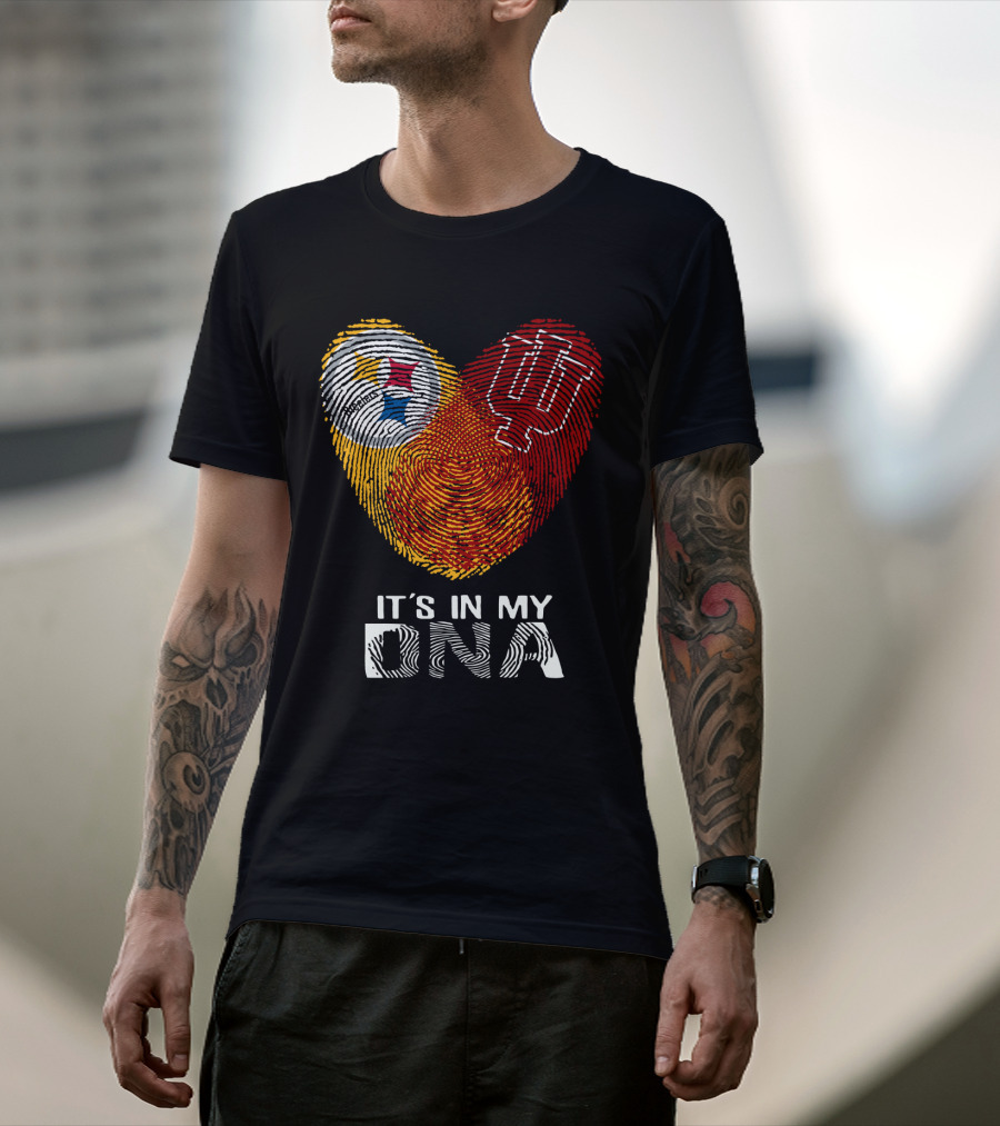 Steelers Indiana Hoosiers It's In My DNA Fingerprint Heart T-Shirt