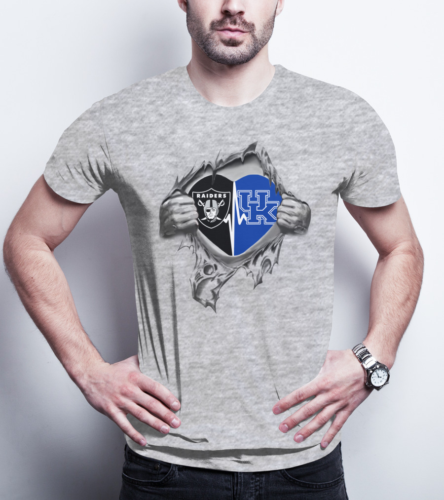 Raiders Uk Heartbeat Logo Split Kentucky T-Shirt
