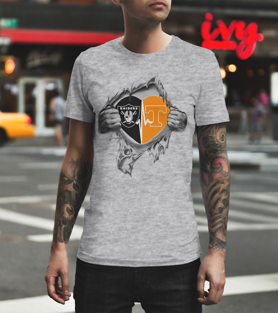 Raiders Tennessee Heartbeat Iconic Dual Loyalty Fan Passion T-Shirt
