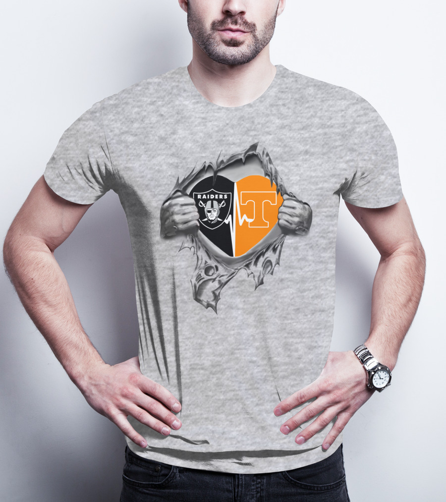 Raiders Tennessee Heartbeat Iconic Dual Loyalty Fan Passion T-Shirt