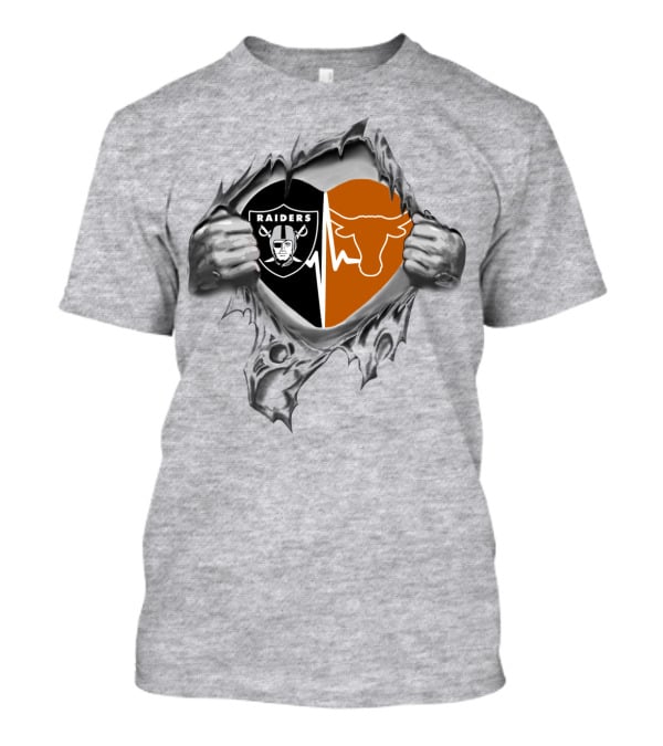 Raiders Longhorn Heartbeat Fusion Ripped Logo Harmony T-Shirt