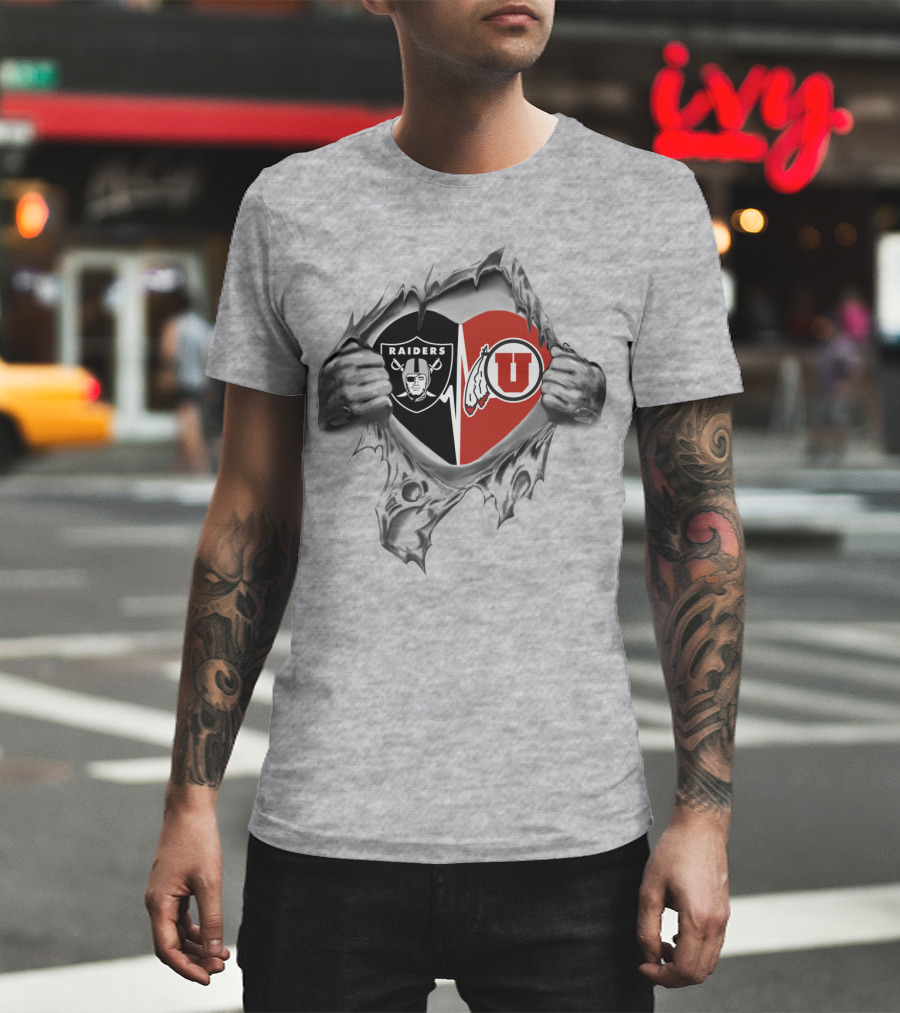 Raiders Utah Utes Split Heart T-Shirt
