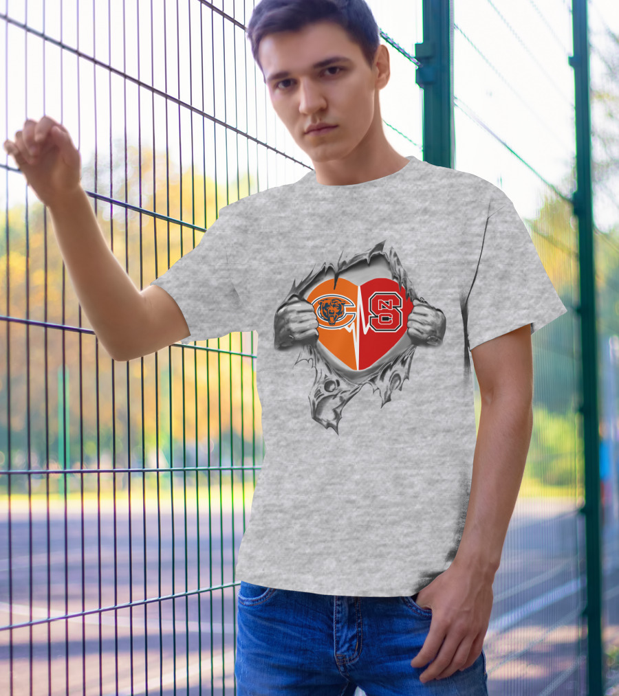 Bears Nc State Heart Logo Combination Passion T-Shirt