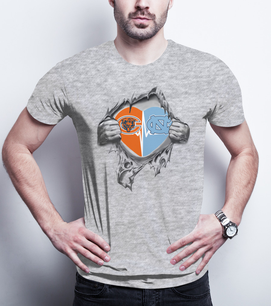 Bears Tar Heels Heart Break Open Logo Fusion T-Shirt
