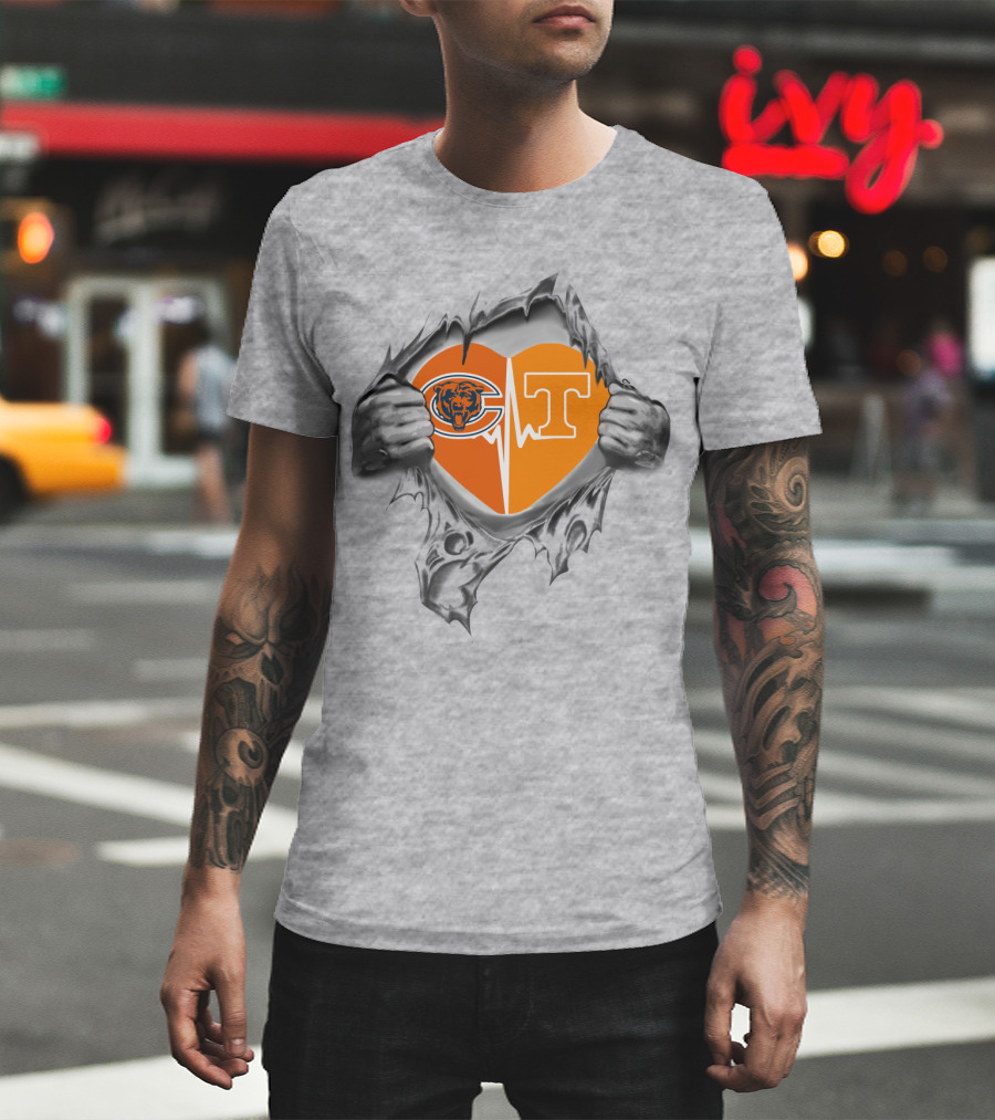 Bears Tennessee It's In My Heart Chicago Logo And University Of Tennessee Heart T-Shirt