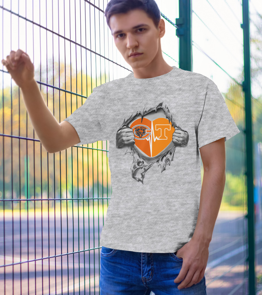 Bears Tennessee It's In My Heart Chicago Logo And University Of Tennessee Heart T-Shirt