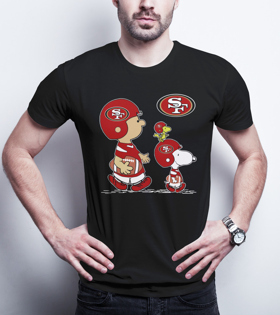 49Ers SF Peanuts Snoopy Woodstock Football T-Shirt
