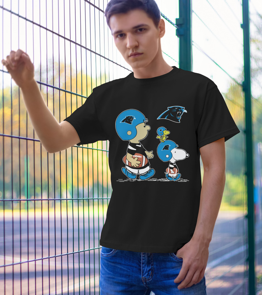 Panthers Snoopy Football Helmet Peanuts Cartoon Characters T-Shirt