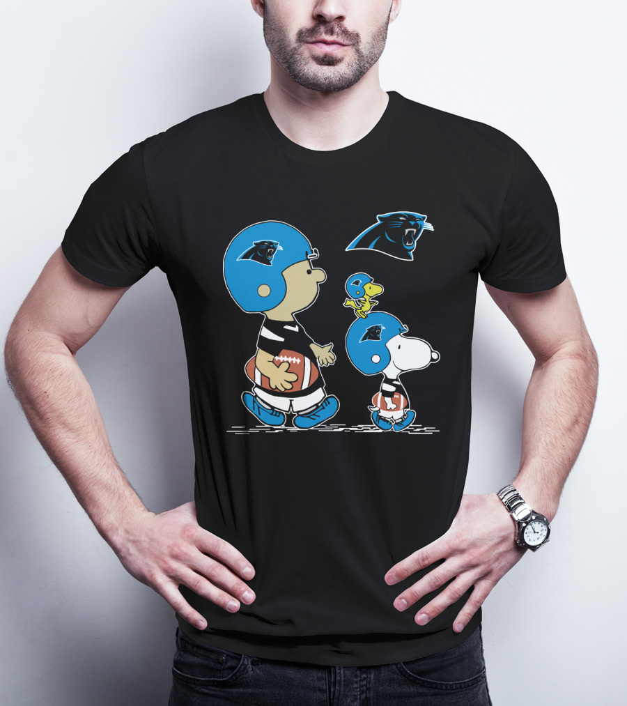 Panthers Snoopy Football Helmet Peanuts Cartoon Characters T-Shirt