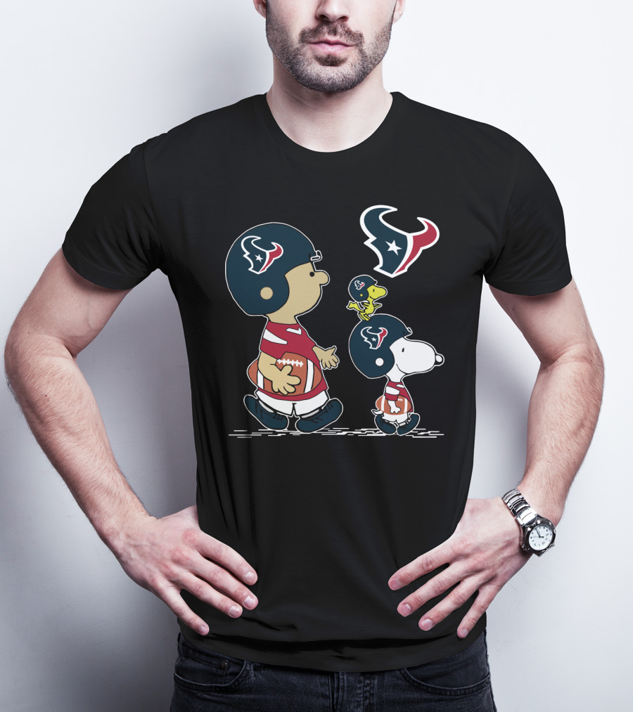 Texans Snoopy Football Adventure With Woodstock And Charlie Brown T-Shirt