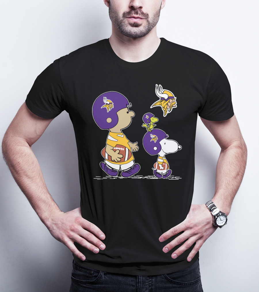Minnesota Vikings Snoopy And Woodstock Football Team Collaboration T-Shirt