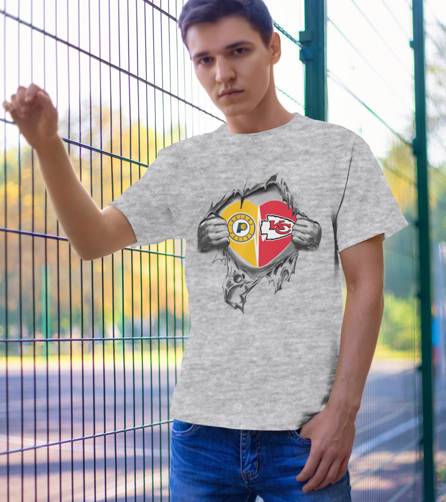 Indianapolis Pacers Kansas City Chiefs Heart Fans T-Shirt